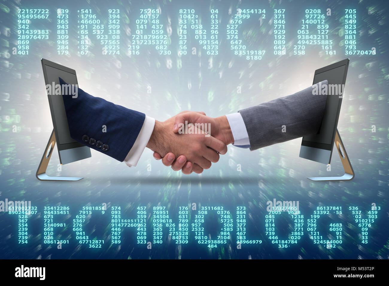Two people handshaking in financial tecnology fintech concept Stock ...