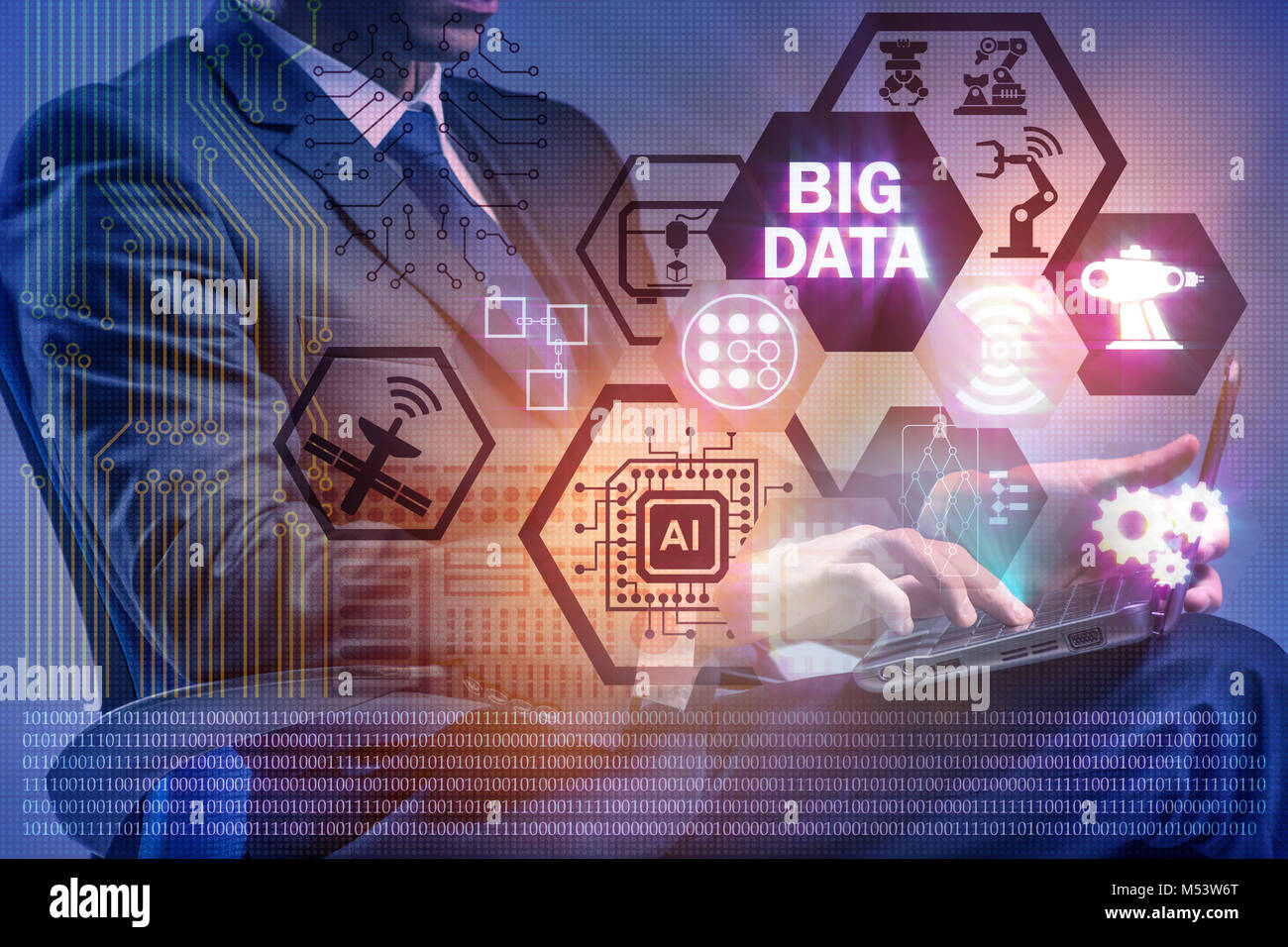 Big data modern computing concept with businessman Stock Photo - Alamy