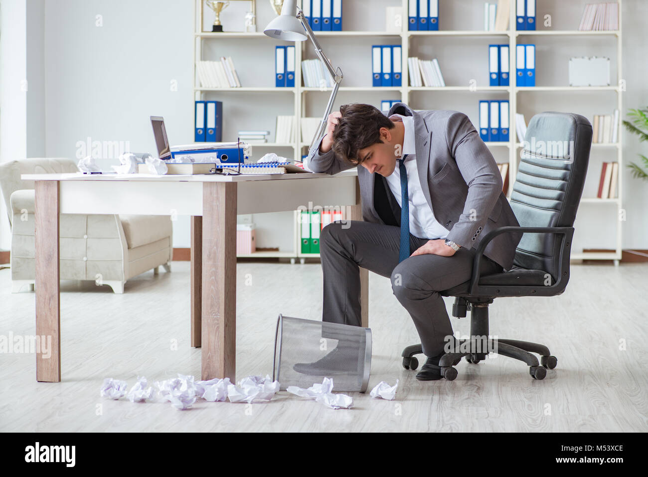 Angry businessman shocked working in the office fired sacked Stock ...