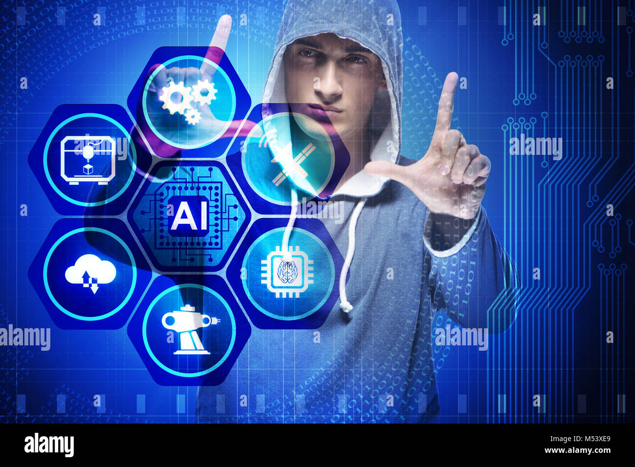 Man in artificial intelligence concept Stock Photo - Alamy
