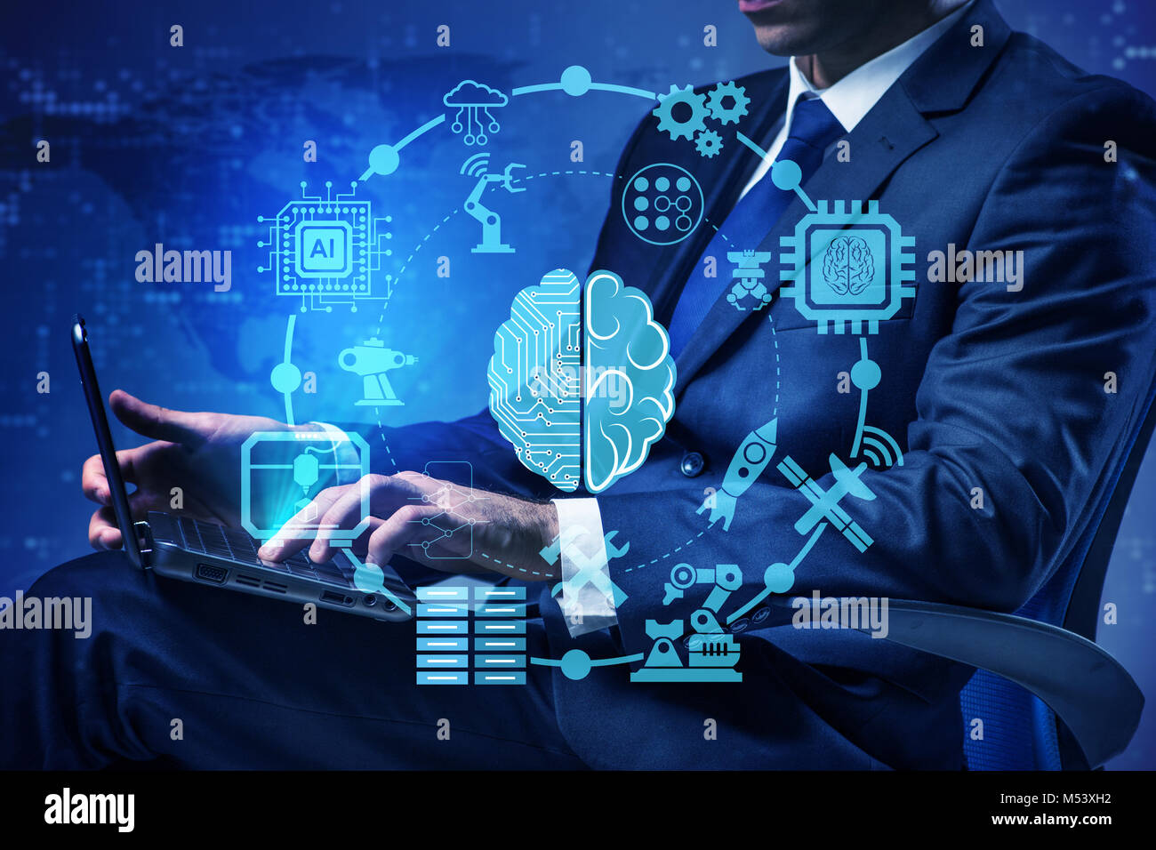 Artificial intelligence concept with businessman Stock Photo - Alamy