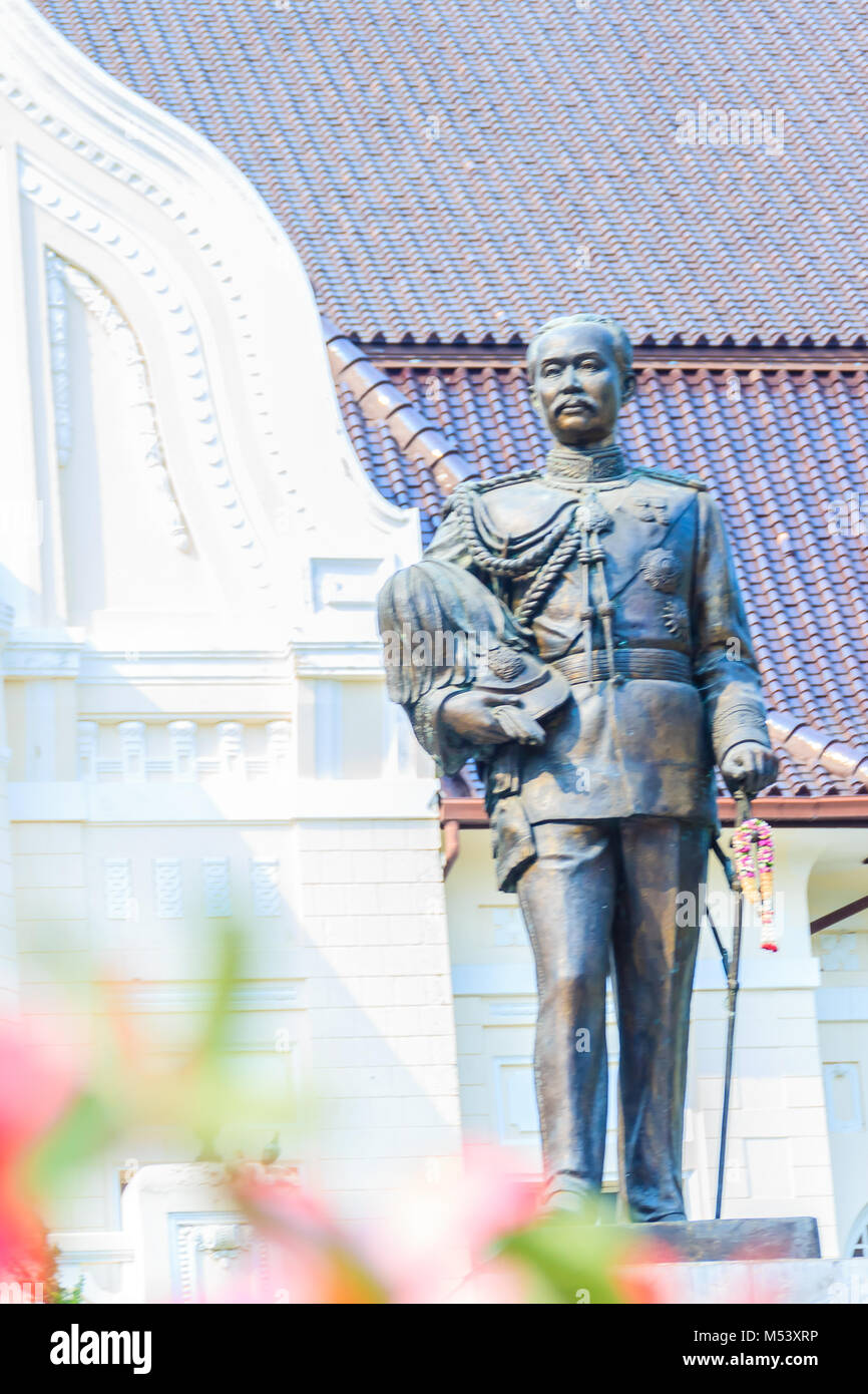 The brass statue of King Chulalongkorn (Rama V) at Phra Ramratchaniwet ...