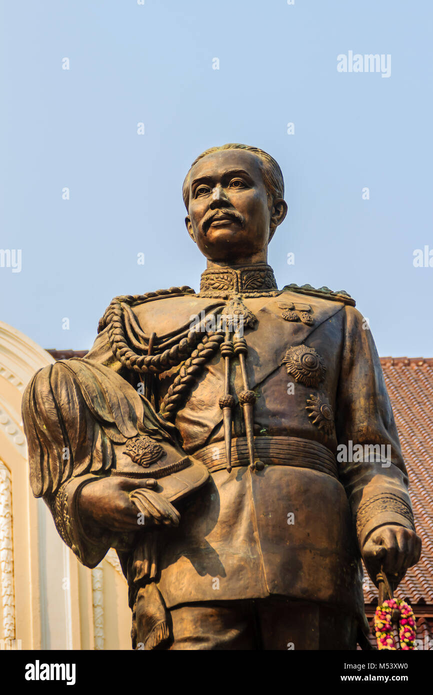The brass statue of King Chulalongkorn (Rama V) at Phra Ramratchaniwet ...