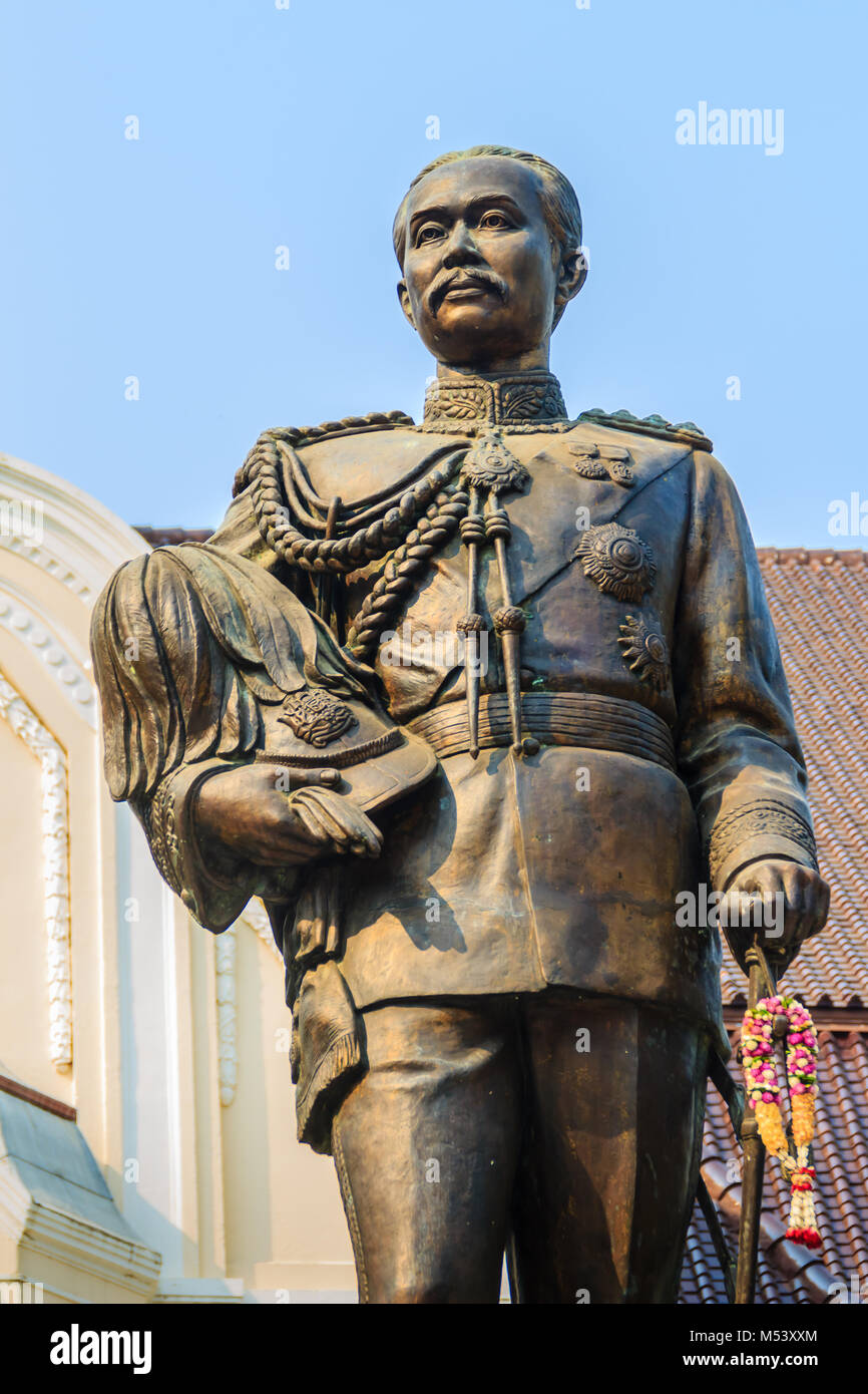 The brass statue of King Chulalongkorn (Rama V) at Phra Ramratchaniwet ...