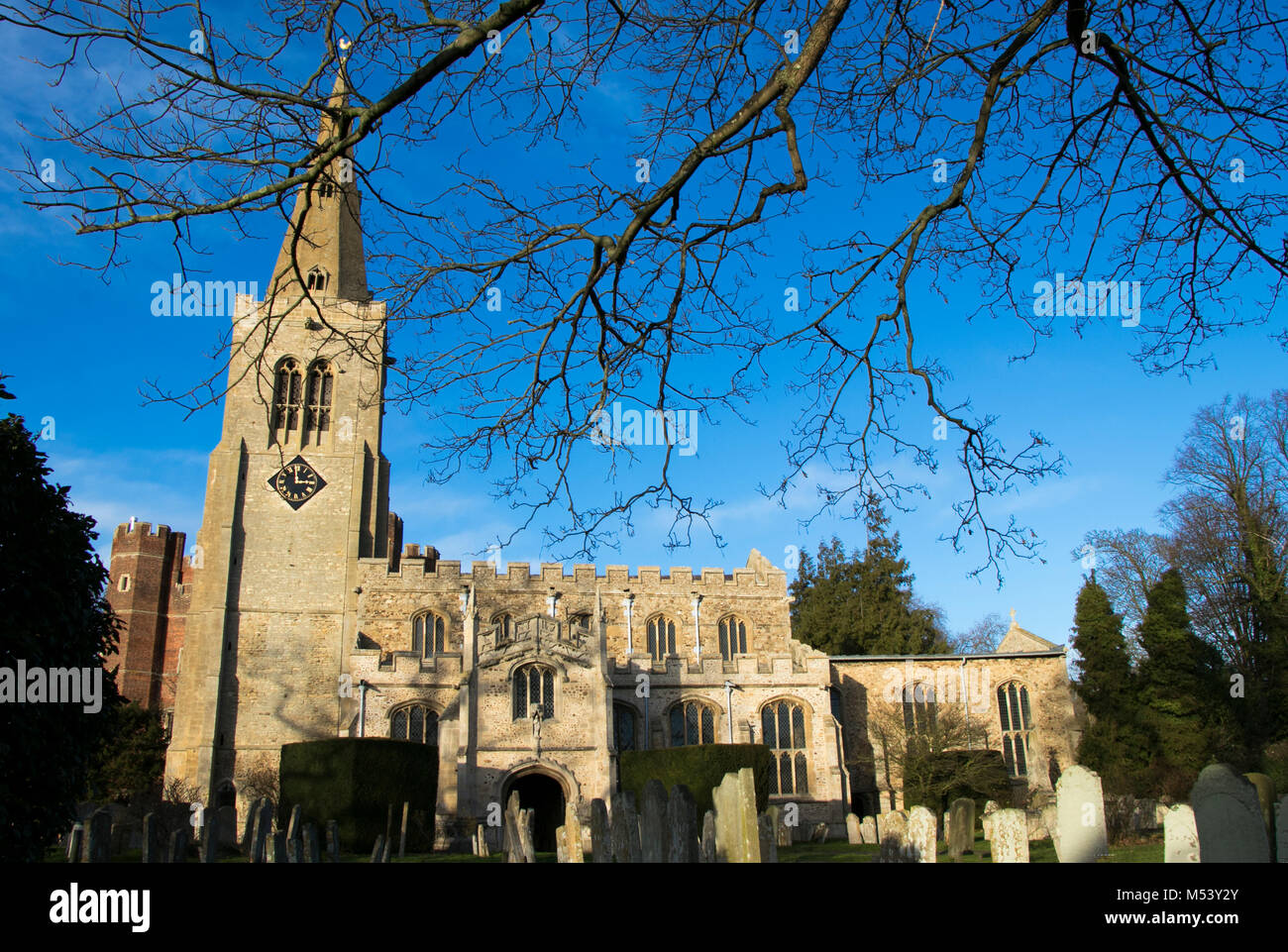 Ancient Church of St Mary's in Buckden, Cambridgeshire, England with ...