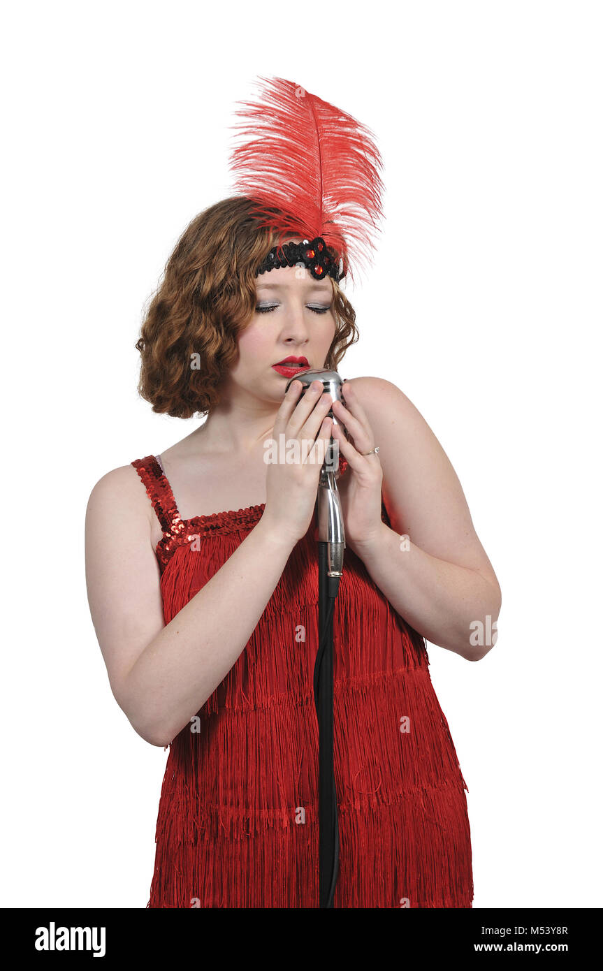 Woman singer singing microphone 1940s hi-res stock photography and ...