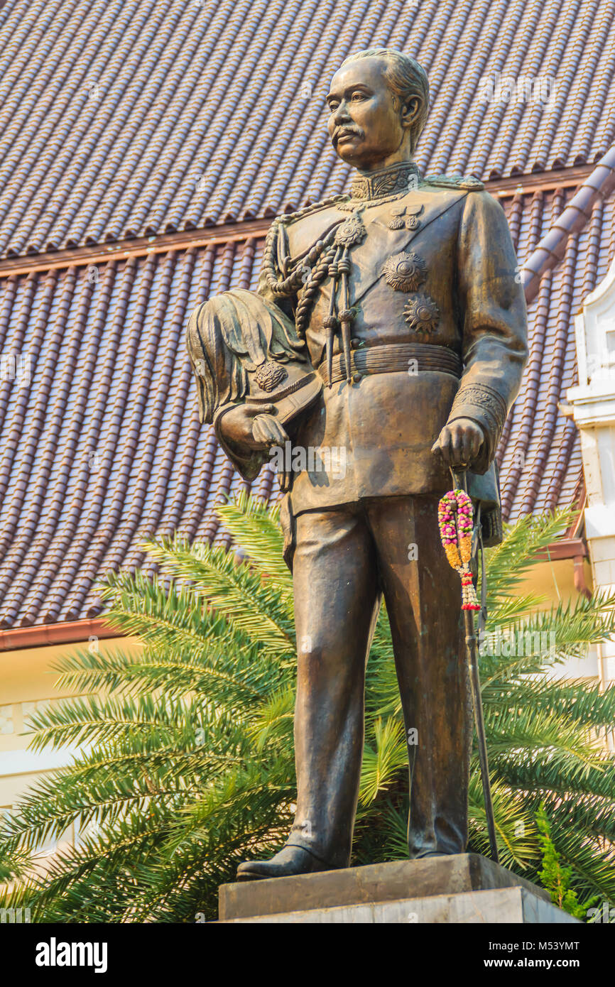 The brass statue of King Chulalongkorn (Rama V) at Phra Ramratchaniwet ...