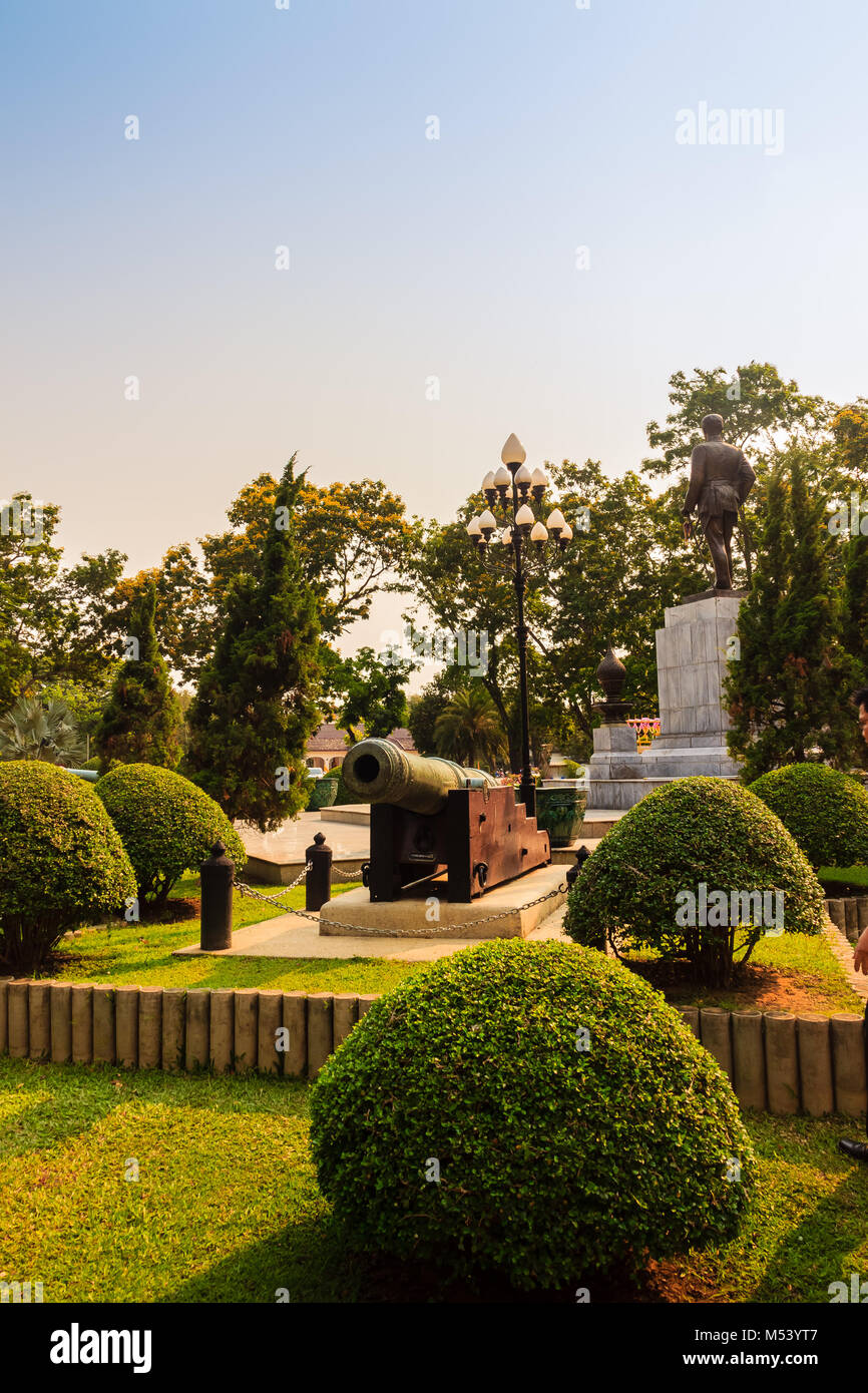 Beautiful of old cannon at Phra Ramratchaniwet Palace (Wang Ban Peun ...