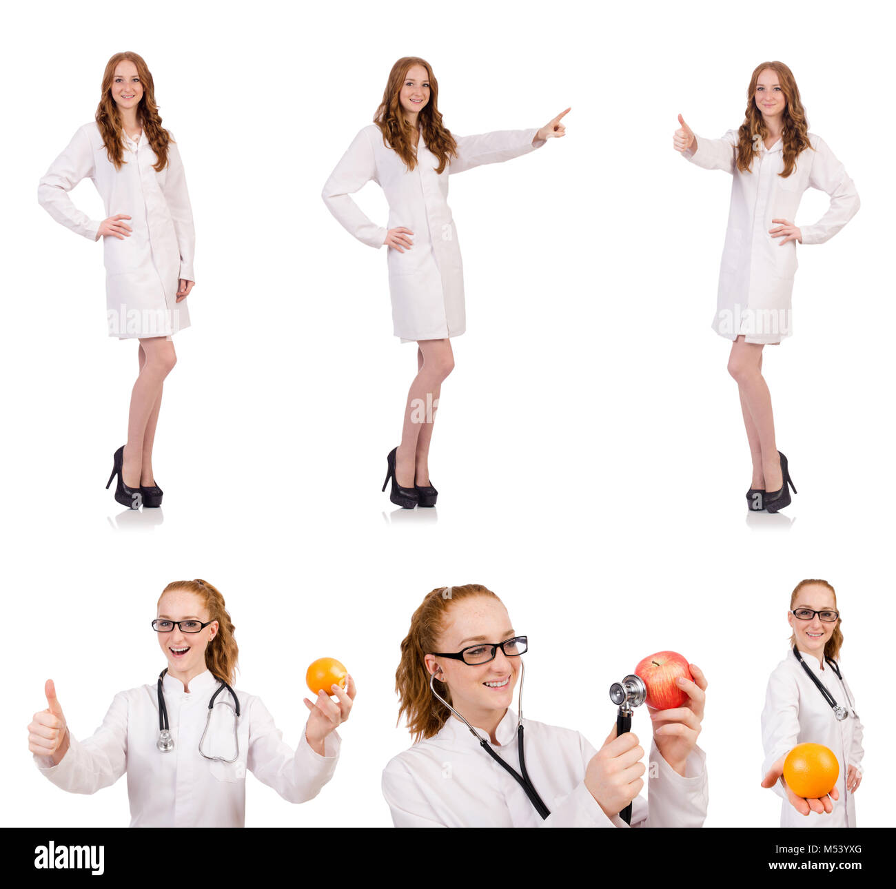 Pretty female doctor isolated on white Stock Photo - Alamy
