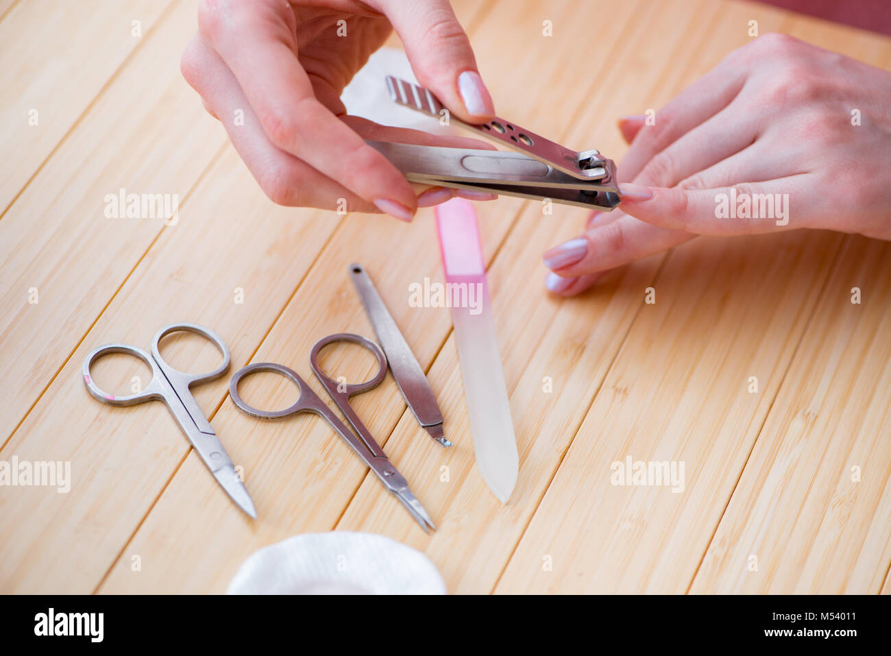 Beauty products nail care tools pedicure closeup Stock Photo - Alamy