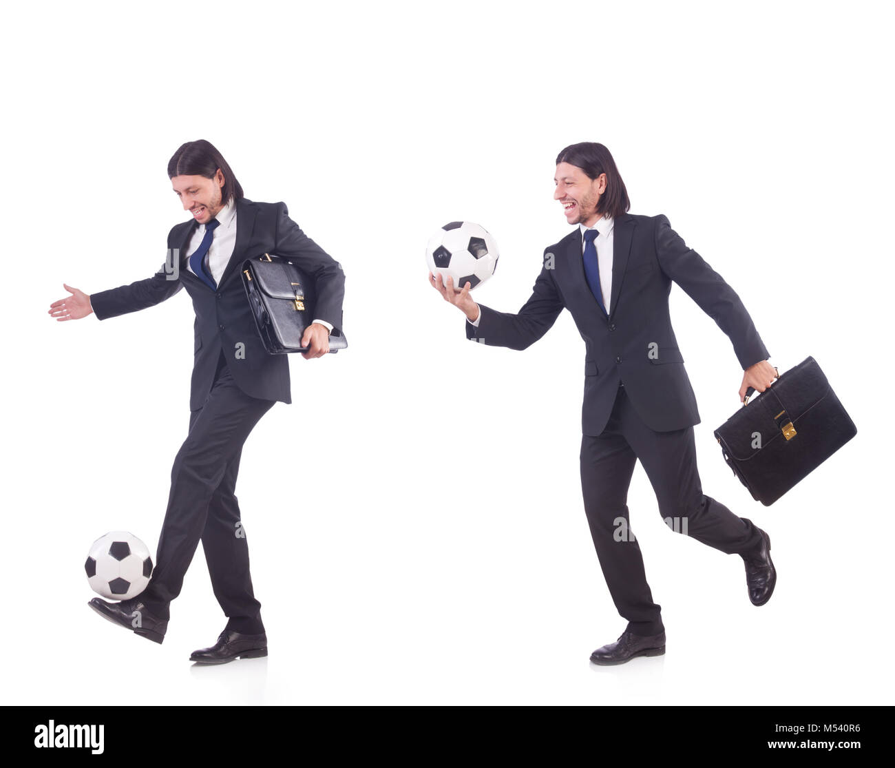 Man with football isolated on white Stock Photo - Alamy