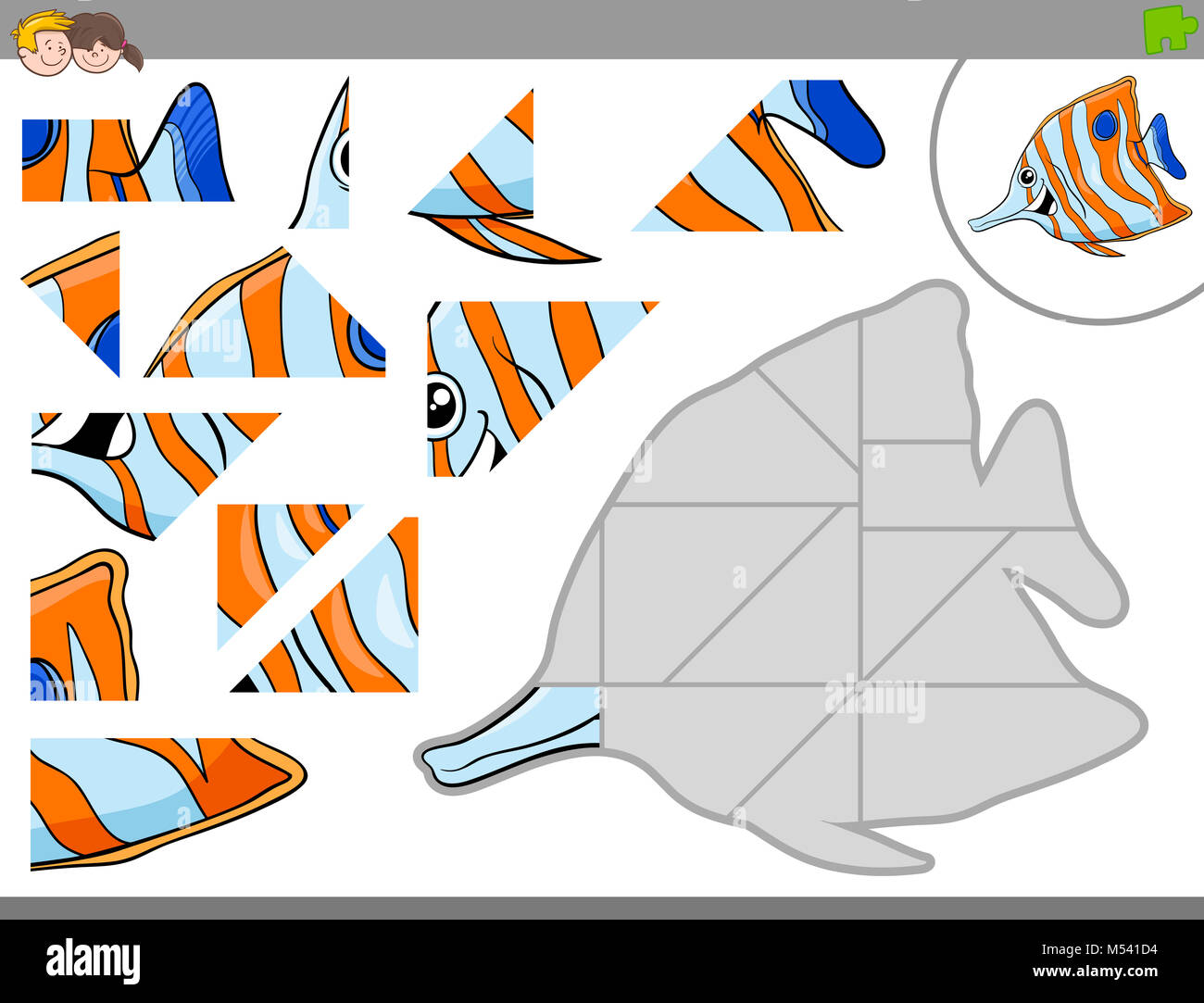 jigsaw puzzle game with fish character Stock Photo - Alamy