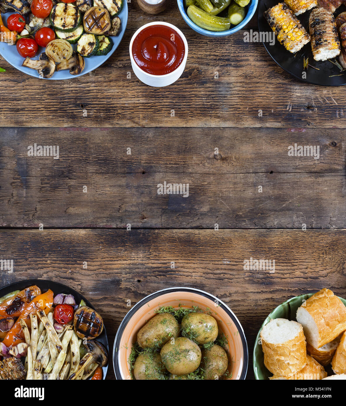 Food frame and barbecue dishes Stock Photo - Alamy