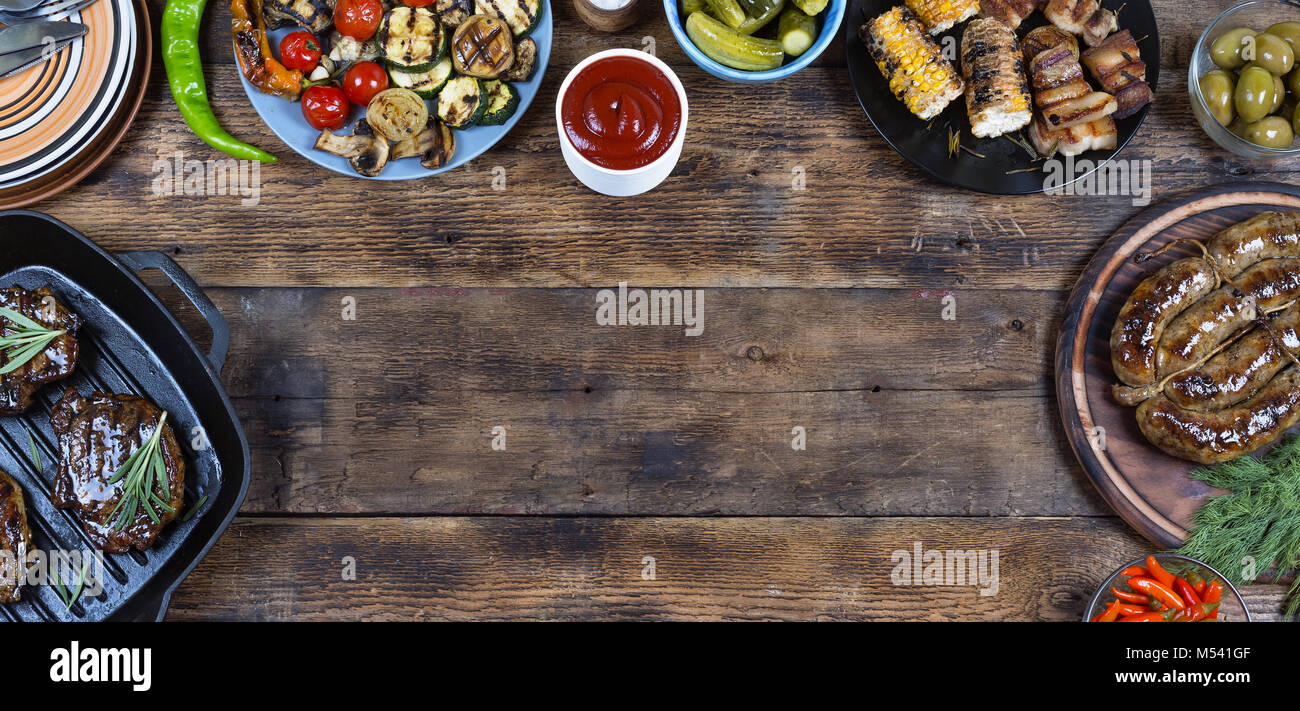 Food frame and barbecue dishes Stock Photo - Alamy