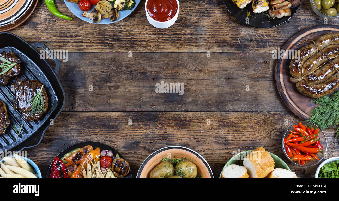 Food frame and barbecue dishes Stock Photo - Alamy