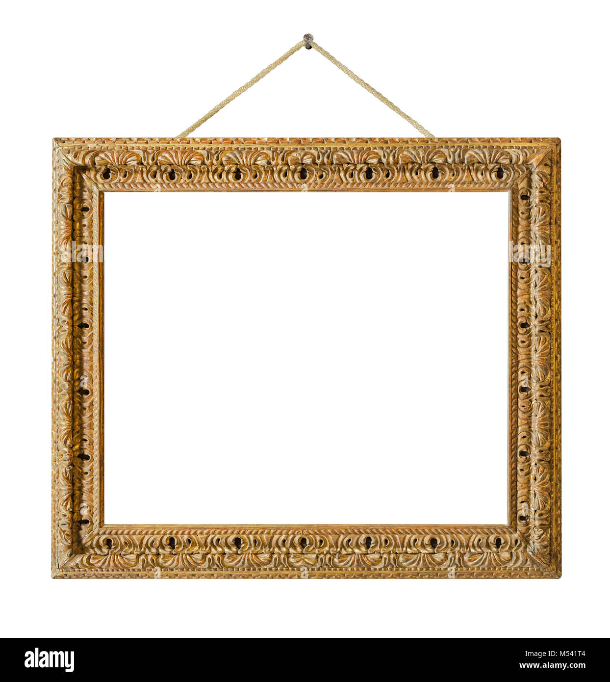 Old wooden picture frame hanging on a rope Stock Photo - Alamy