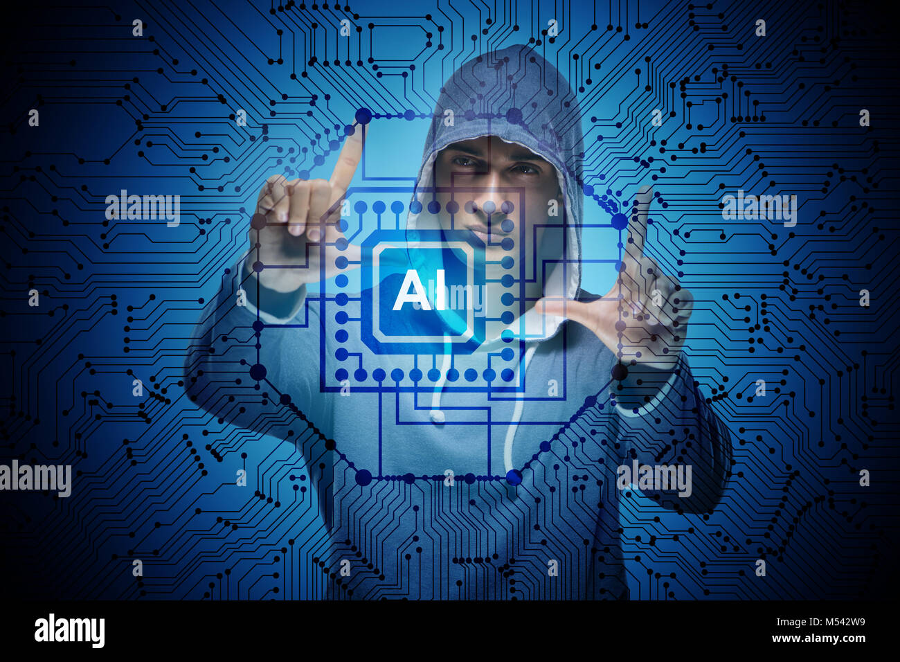 Man in artificial intelligence concept Stock Photo - Alamy