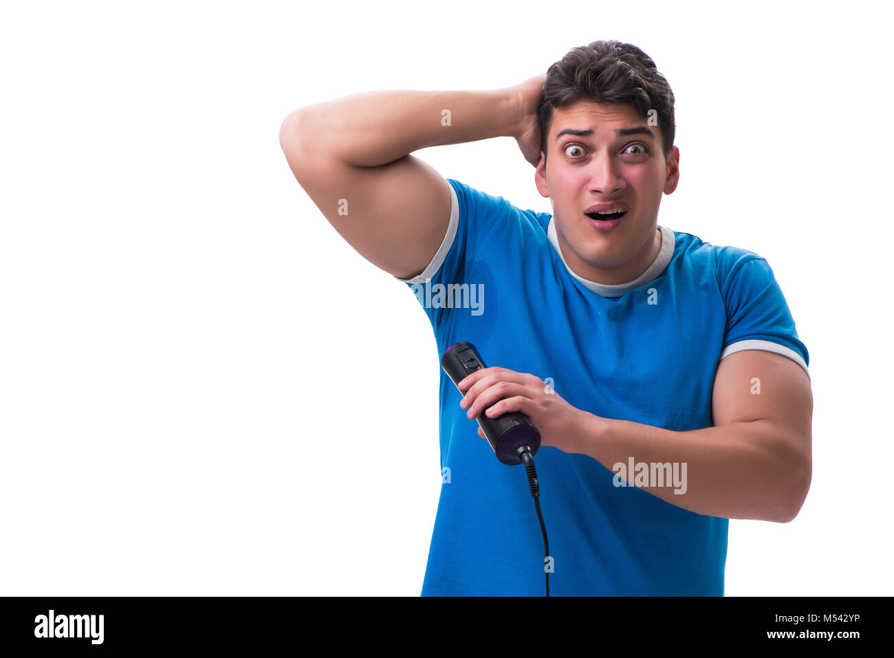 Man sweating excessively smelling bad isolated on white backgrou Stock ...