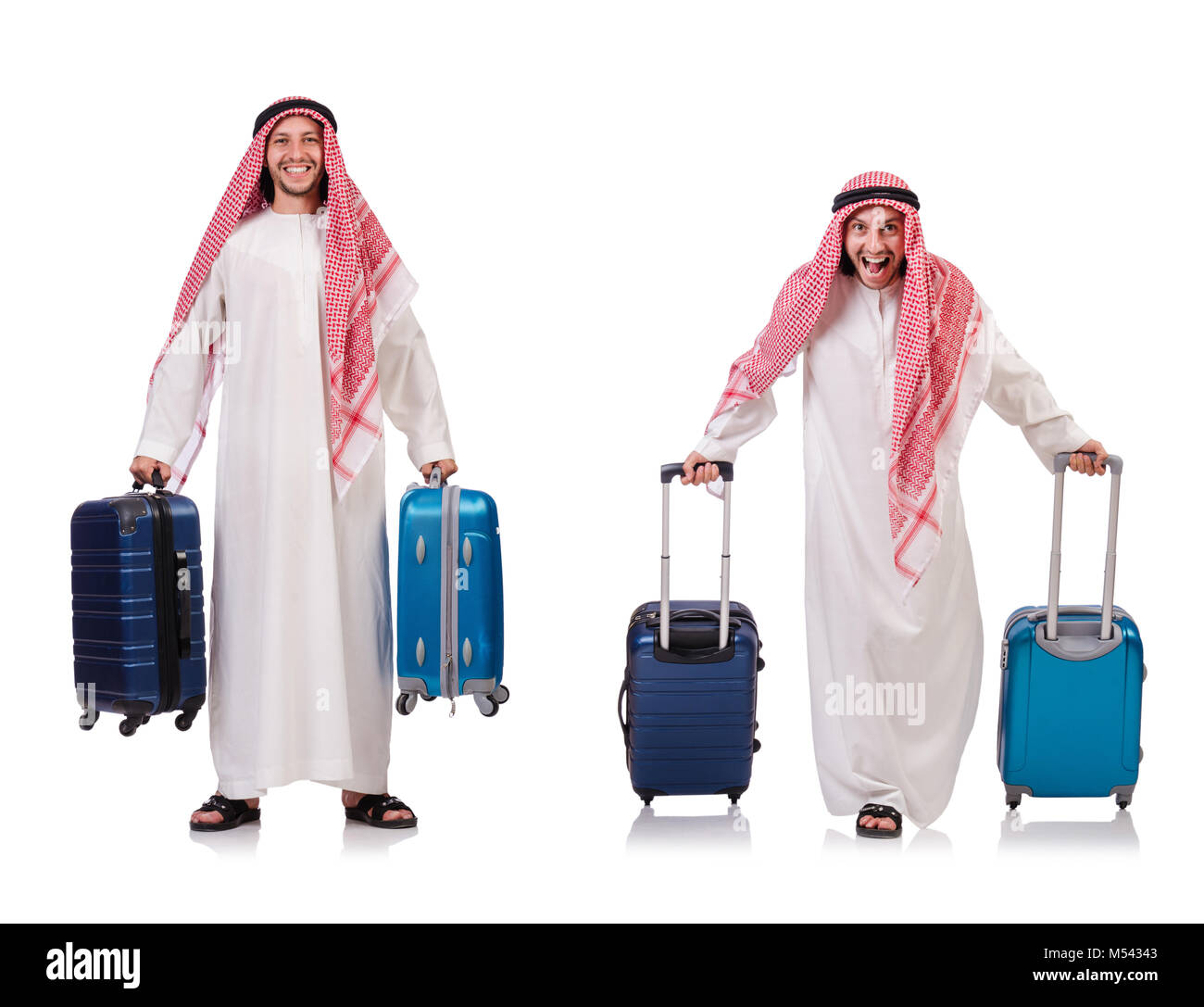 Arab man with luggage on white Stock Photo - Alamy