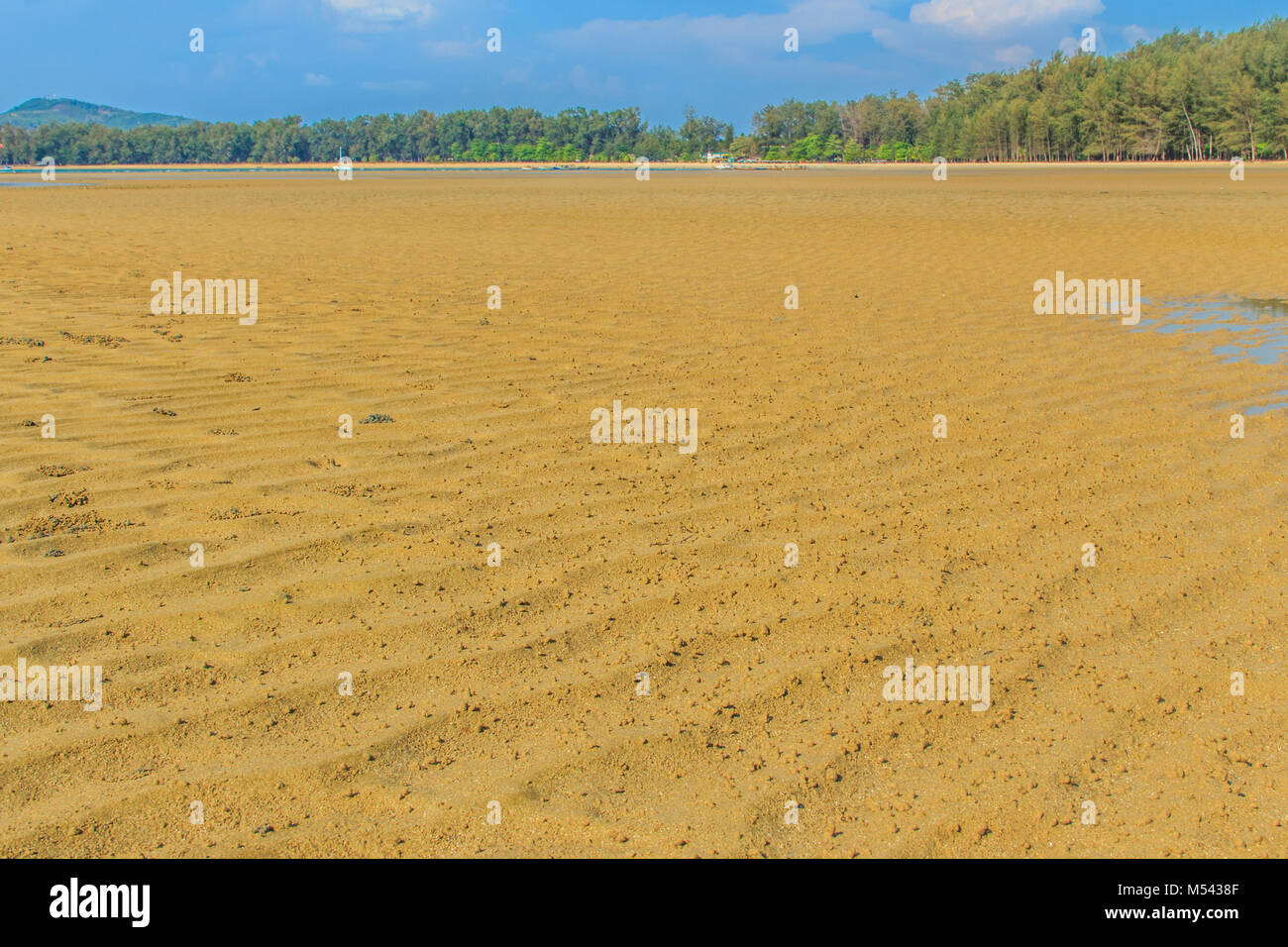 Exotic and beautiful wave pattern on the sand in the beach after sea ...