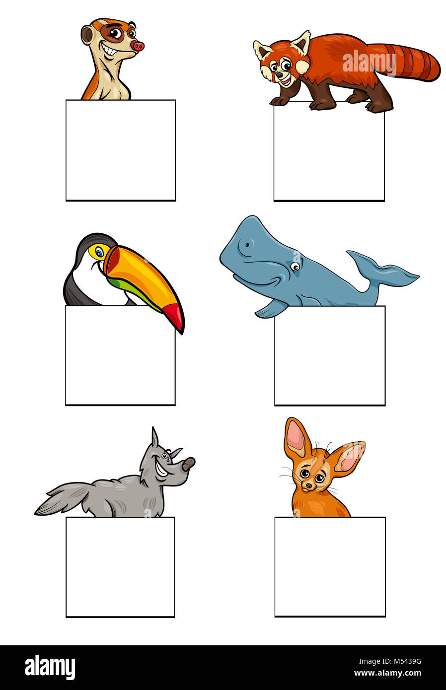 animals characters with cards design set Stock Photo - Alamy