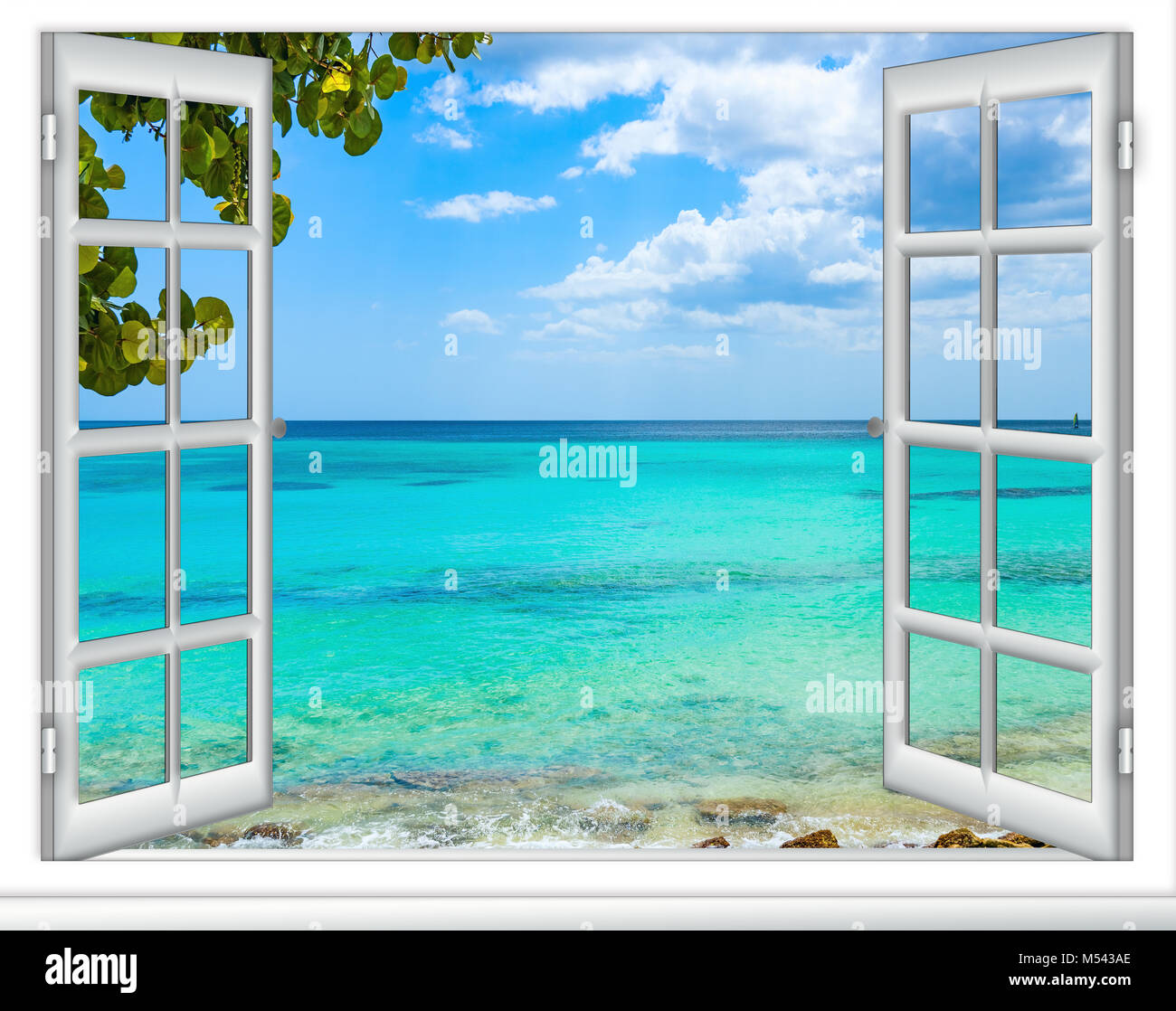 Ocean view window Caribbean Dominican Republic Stock Photo - Alamy