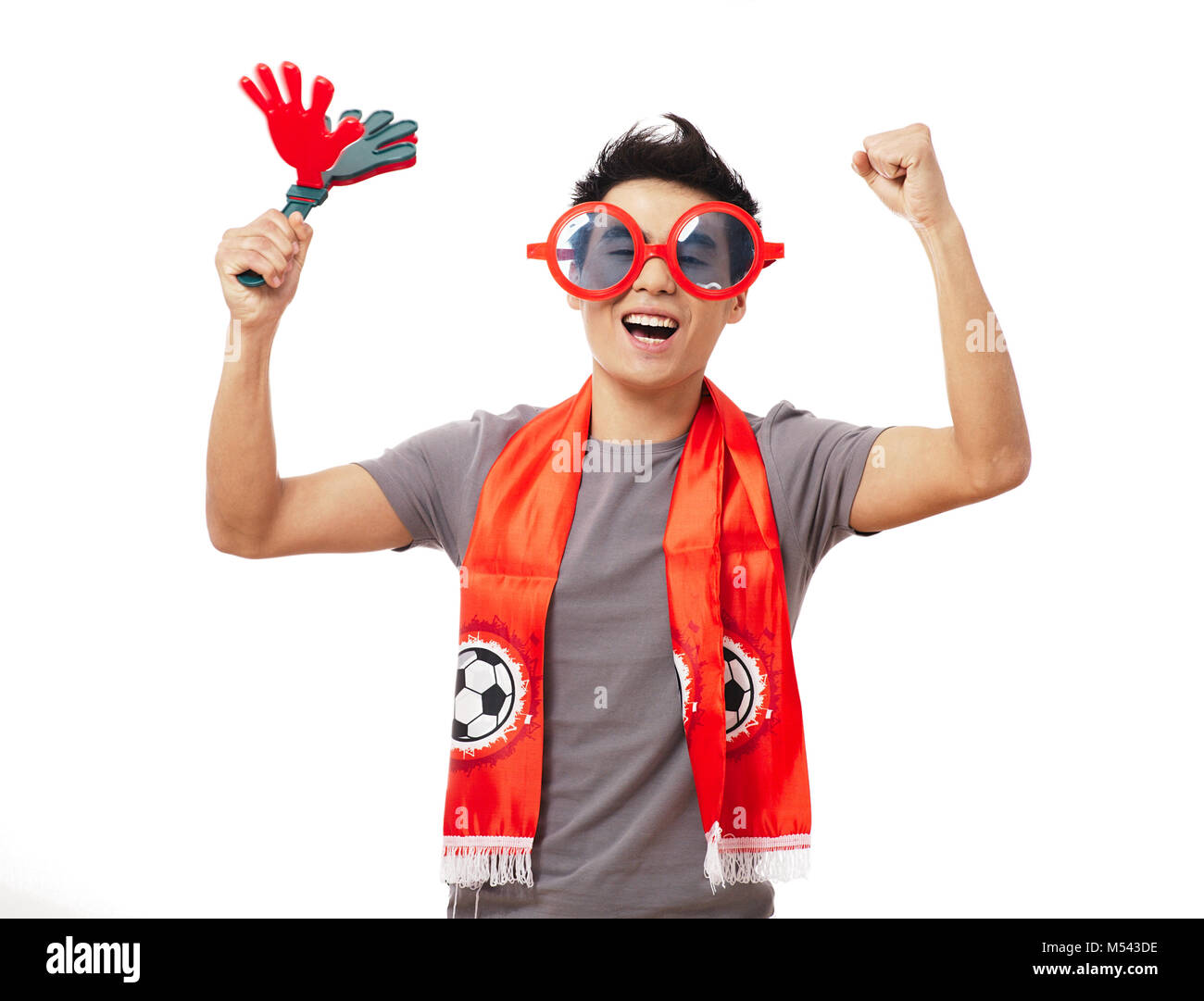 Football fan isolated on white Stock Photo - Alamy