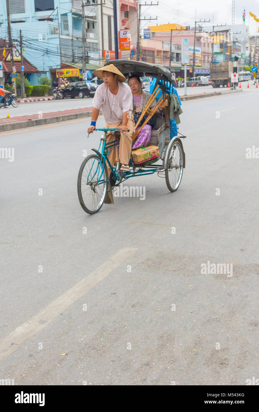 gig driven by bicycle called tuc tuc thailand Stock Photo - Alamy