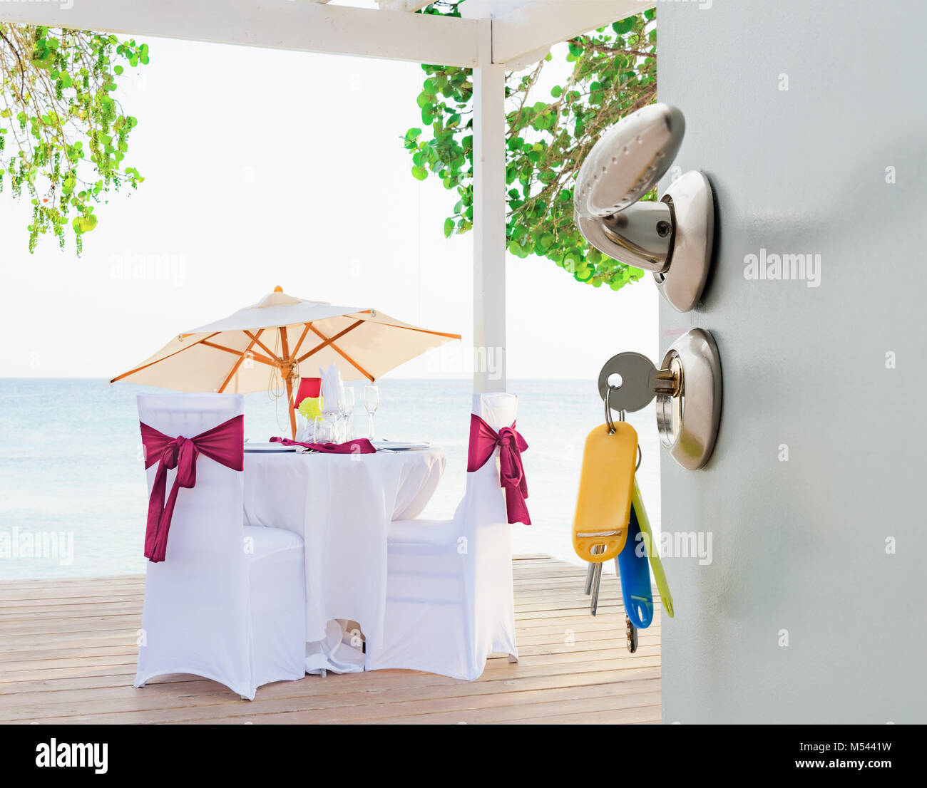 festive romantic dinner table Caribbean Dominican Republic Stock Photo ...