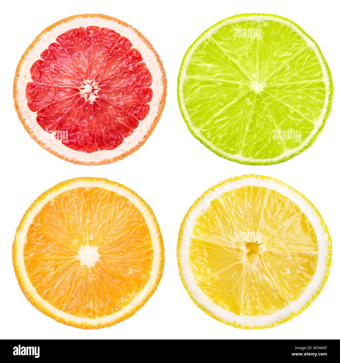 different citrus fruits slices set isolated on white Stock Photo - Alamy