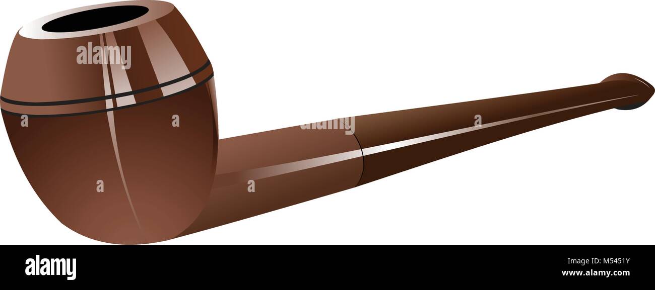 Smoking brown pipe on isolated white background. Vector illustration ...