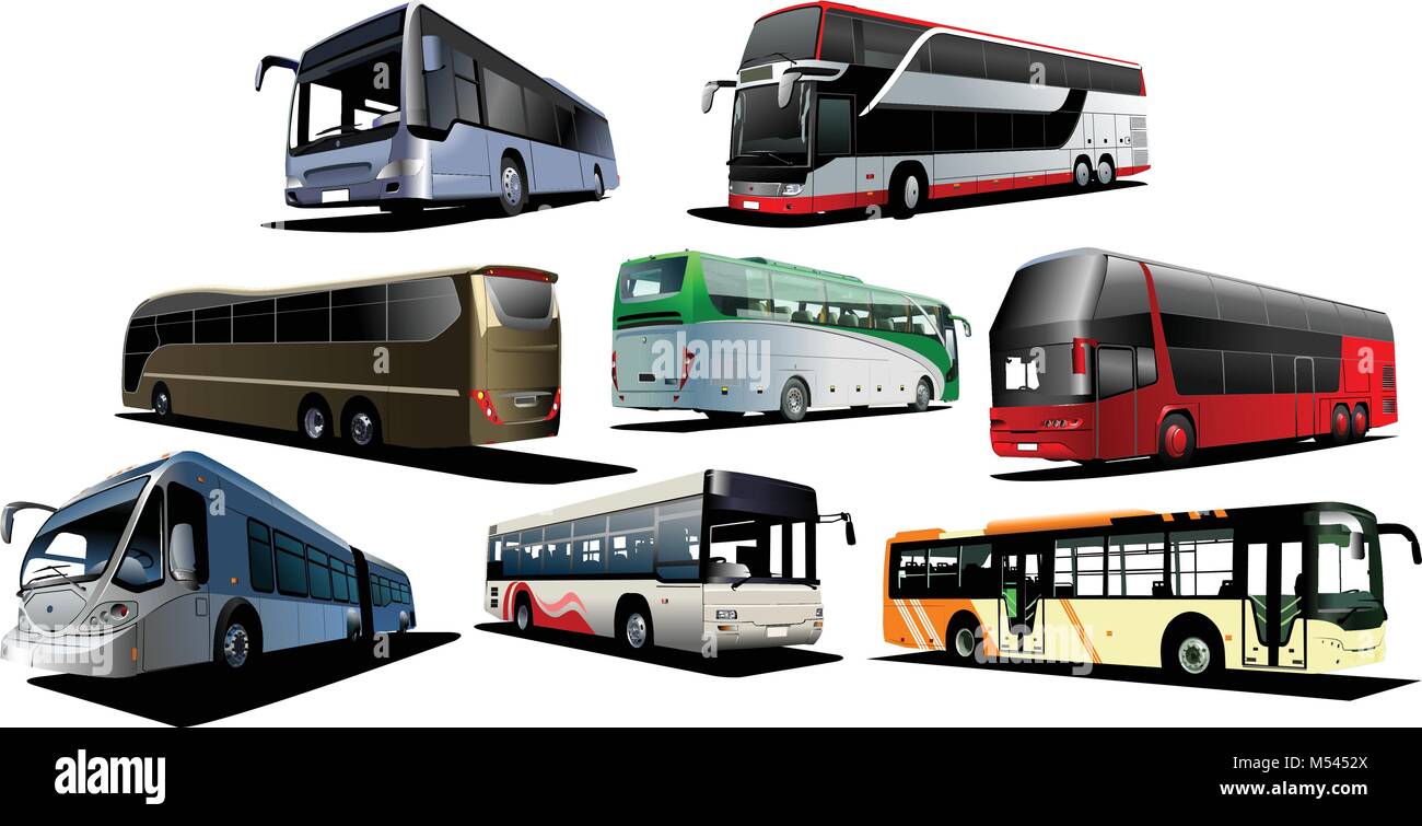 Eight kinds of buses. Vector illustration Stock Vector Image & Art - Alamy