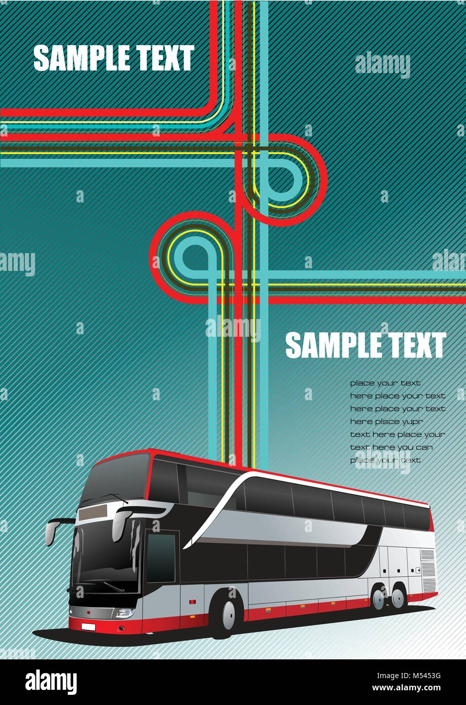 Cover for brochure or template office folder with tourist bus image ...