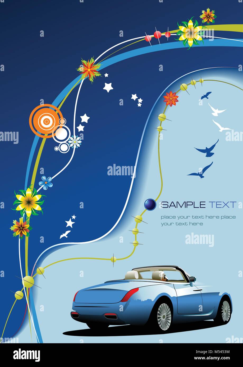 Blue business background with car image. Vector illustration Stock ...