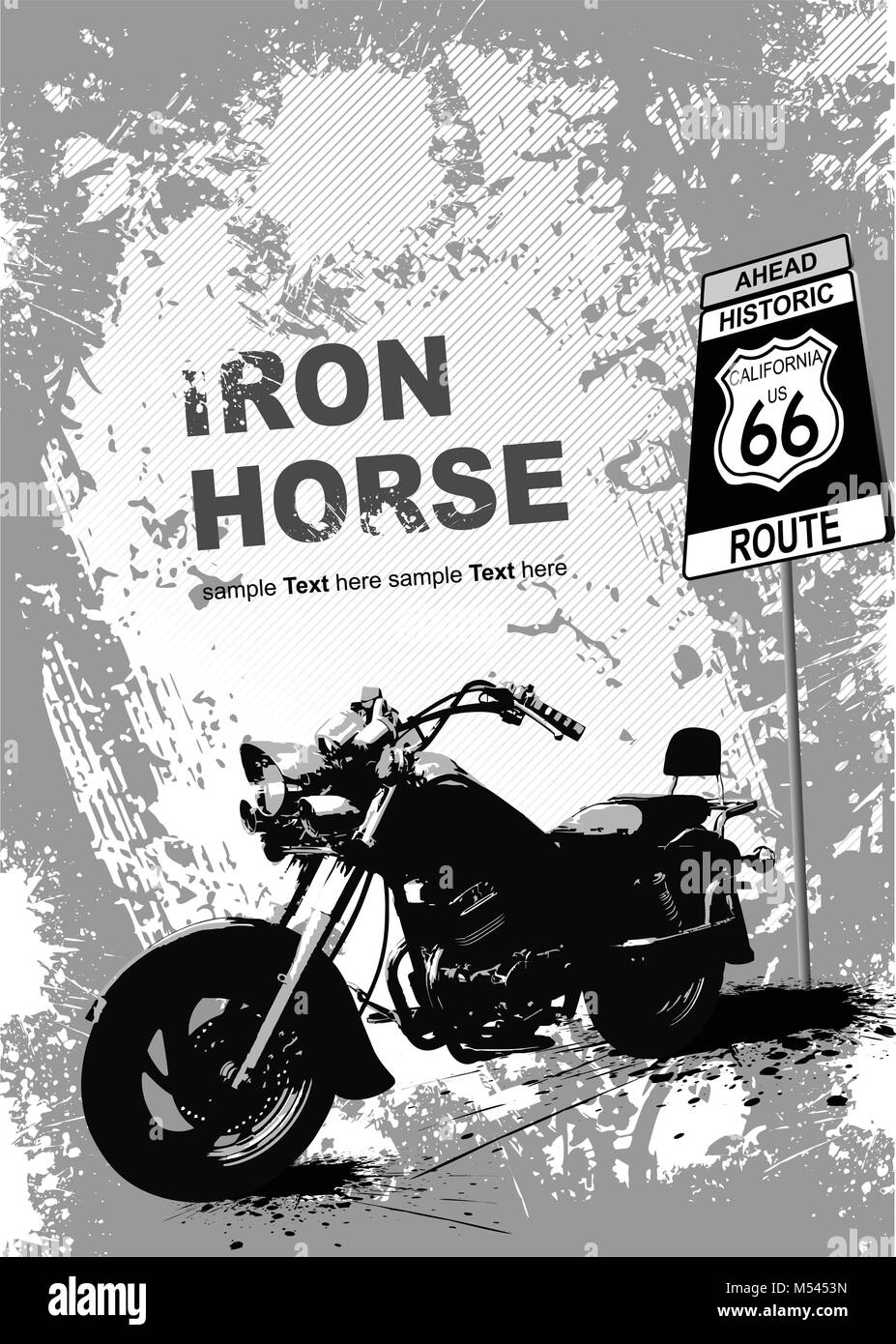 Grunge gray background with motorcycle image. Vector illustration Stock ...
