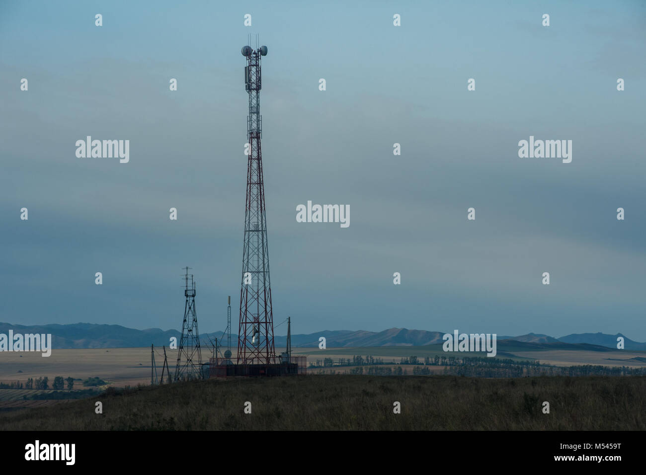 Telecommunications cell phone tower Stock Photo - Alamy