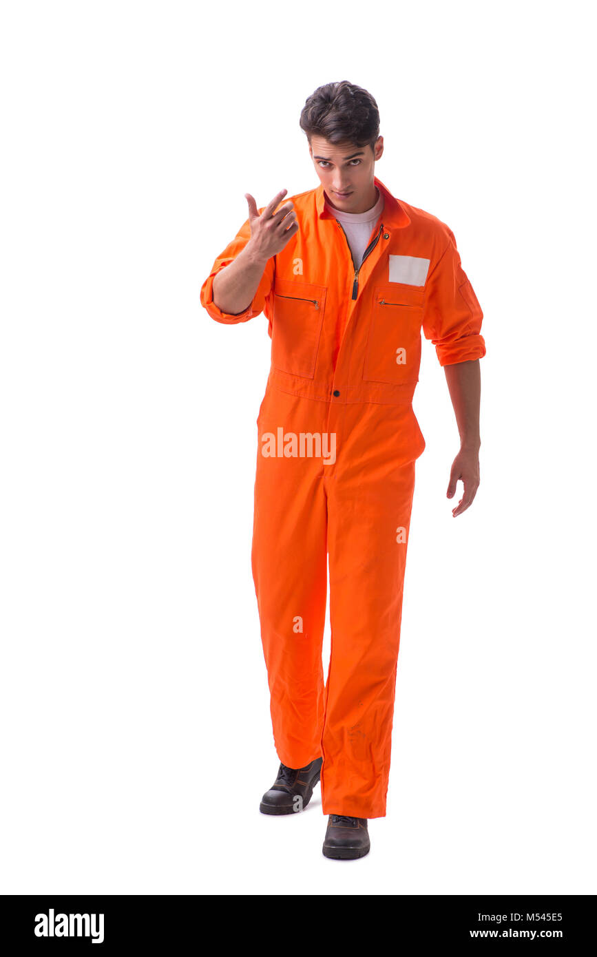 Prisoner in orange robe isolated on white background Stock Photo - Alamy