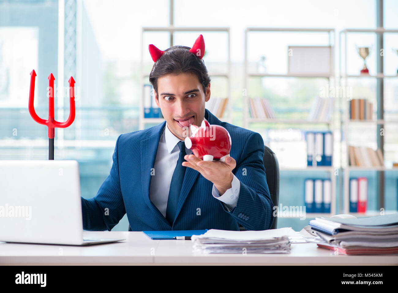 Devil angry businessman in the office Stock Photo - Alamy