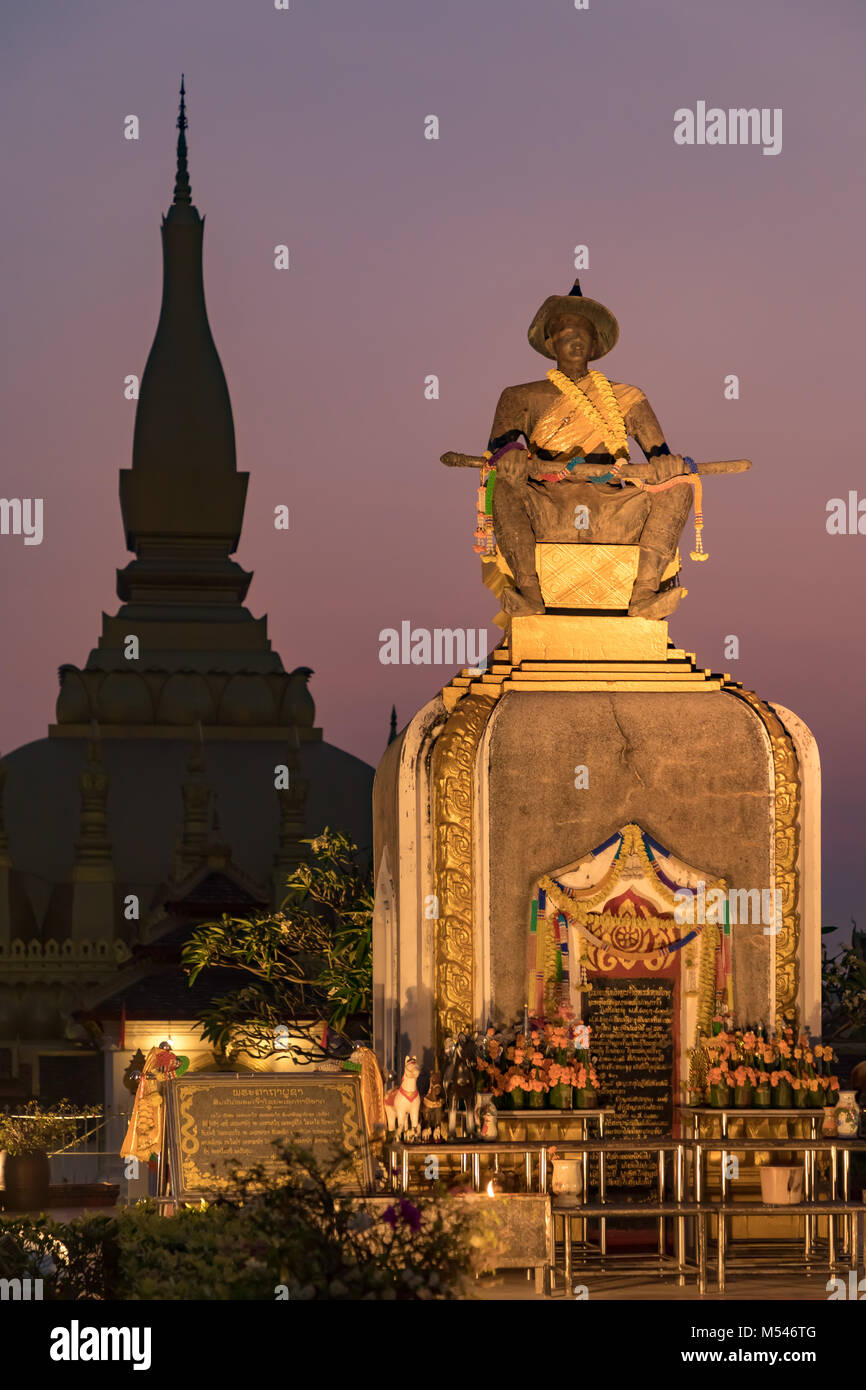 Vientiane Laos February 16, 2018 The Statue of King Setthathirat at Pha ...