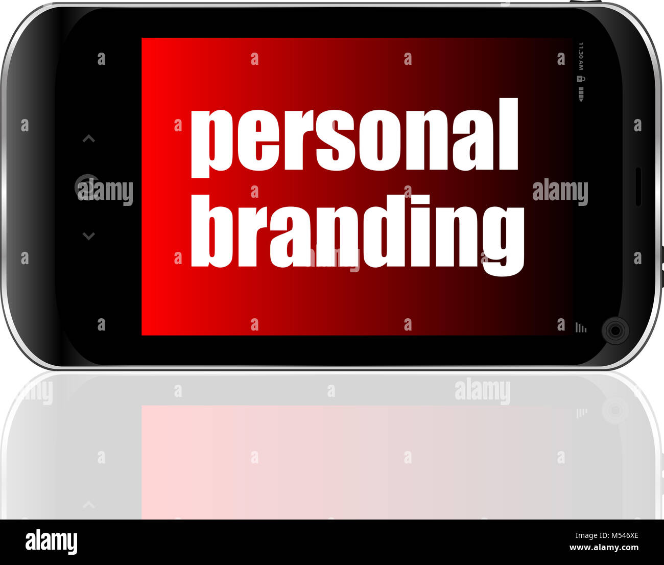 Advertising concept. Smartphone with text Personal Branding on display ...