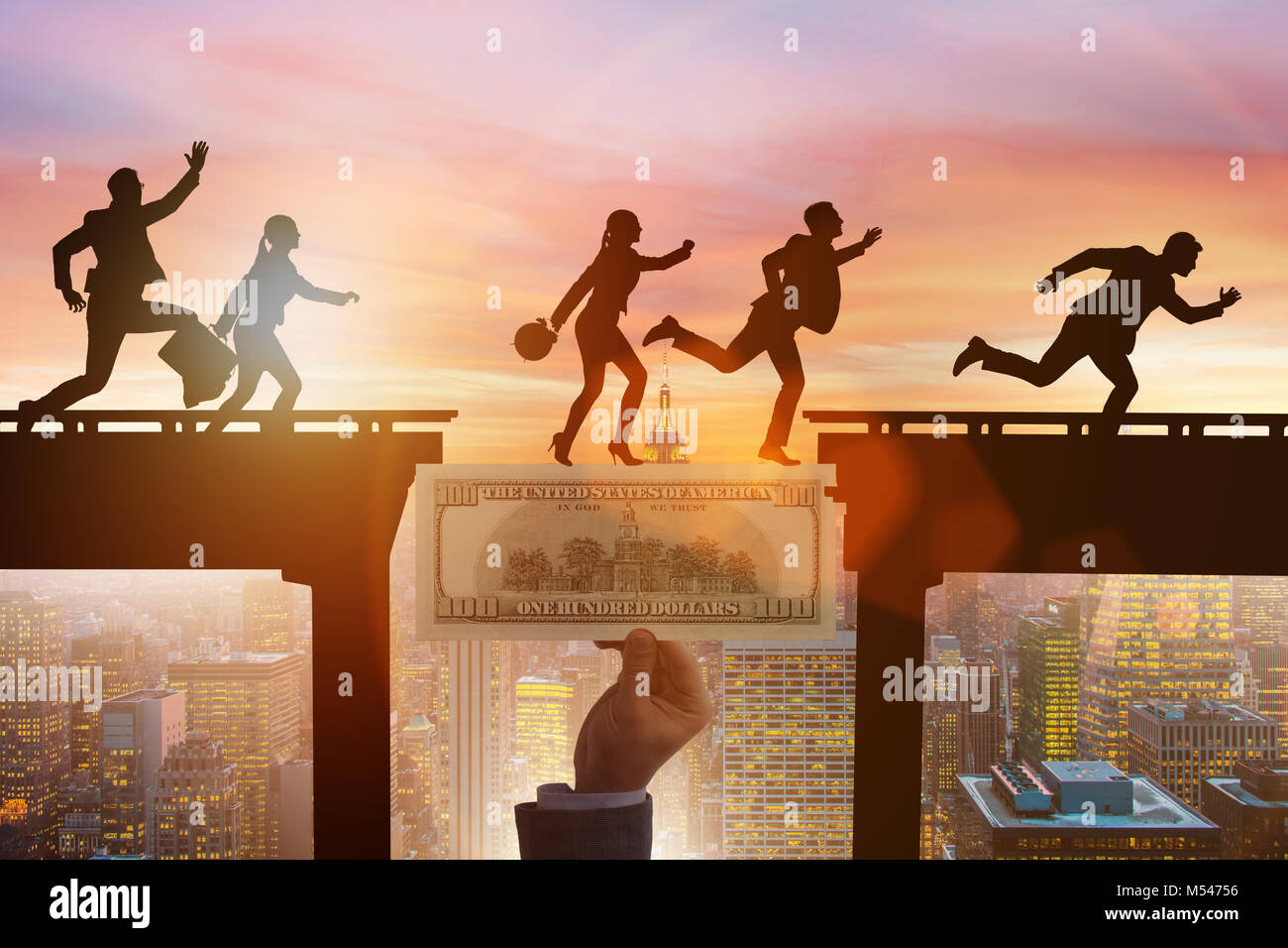 Financial concept crossing dollar bridge Stock Photo - Alamy