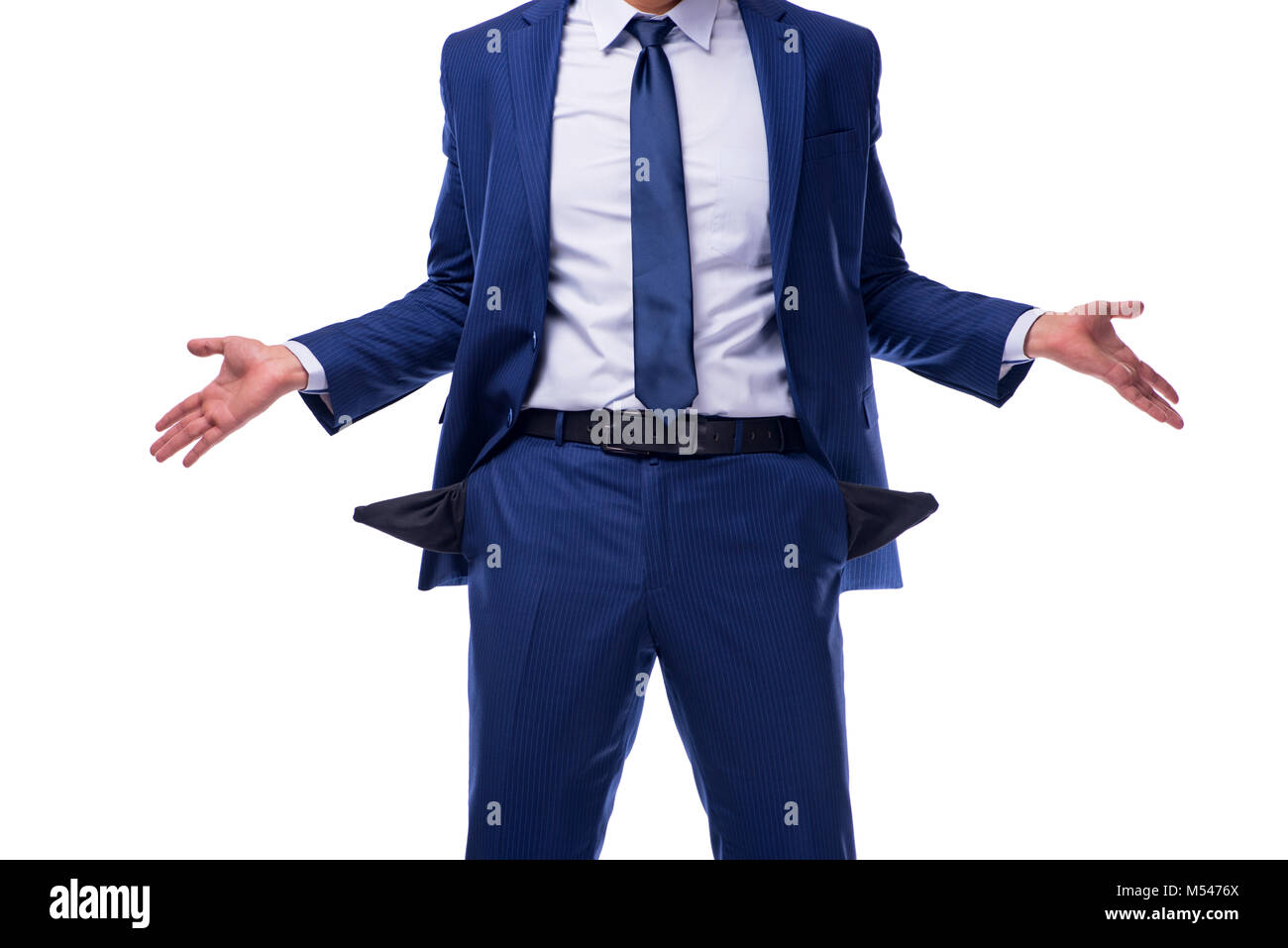 Bankrupt broke businessman isolated on white Stock Photo - Alamy