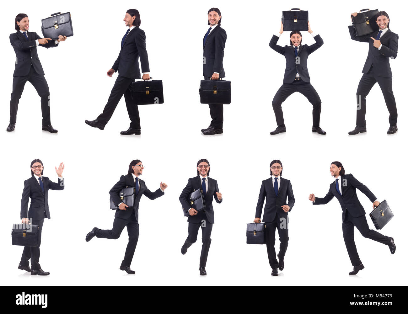 Businessman rushing isolated on the white background Stock Photo - Alamy