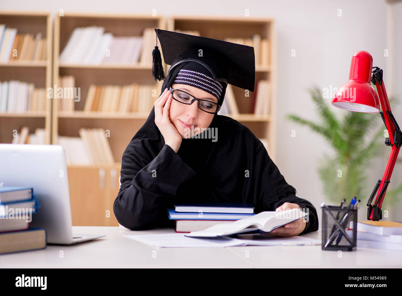 Muslim girl in hijab studying preparing for exams Stock Photo - Alamy