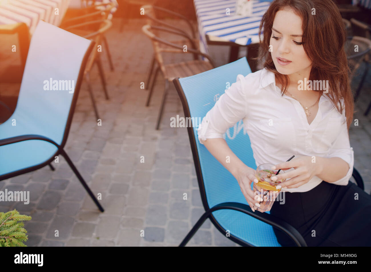 business woman enjoys gadgets Stock Photo - Alamy