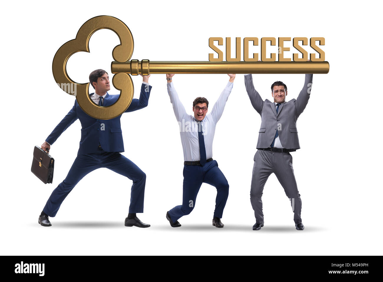 Businessmen holding giant key in business concept Stock Photo - Alamy
