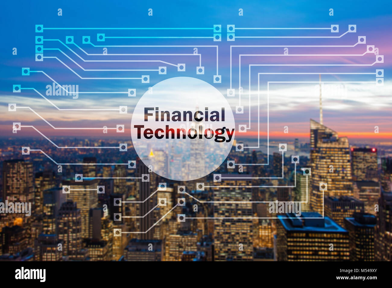 Smart city concept with fintech financial technology concept Stock ...