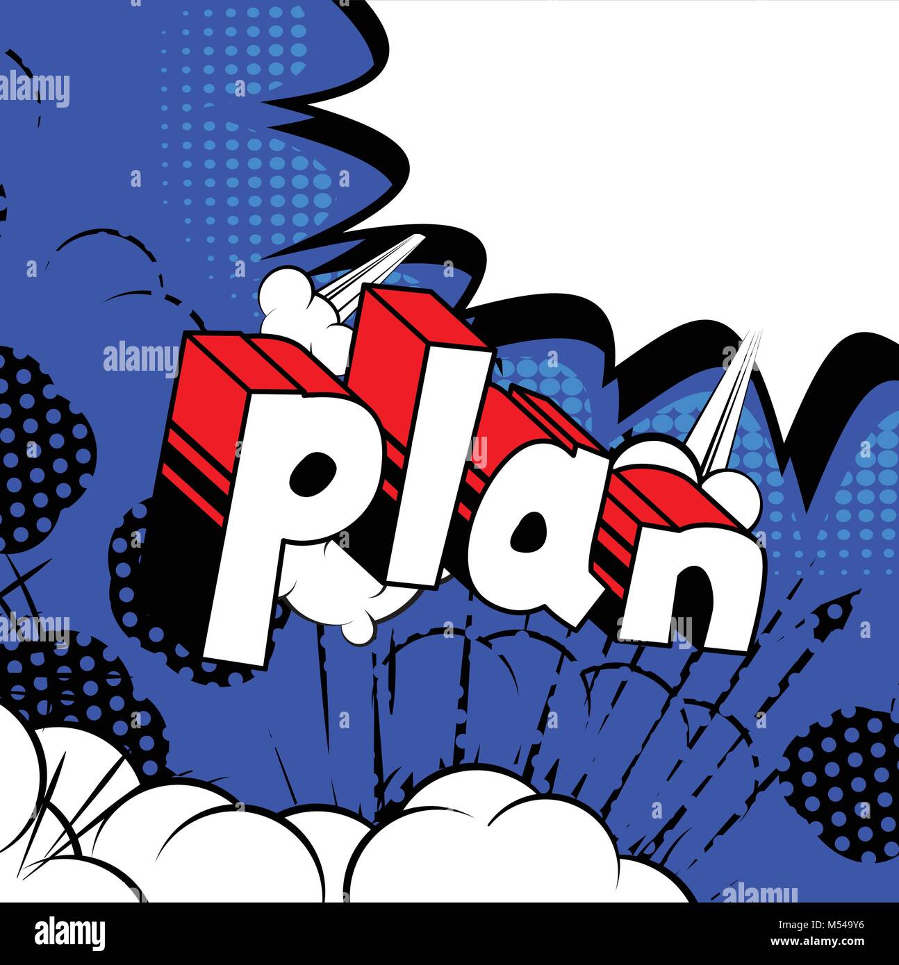 Plan - Comic book style phrase on abstract background Stock Vector ...