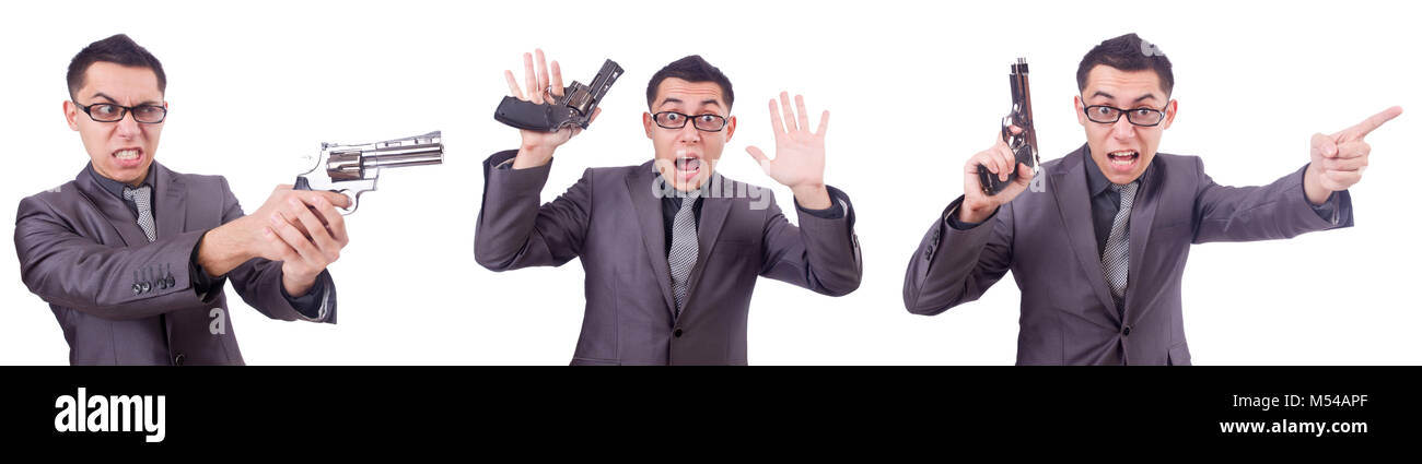 Funny businessman gun on white hi-res stock photography and images - Alamy