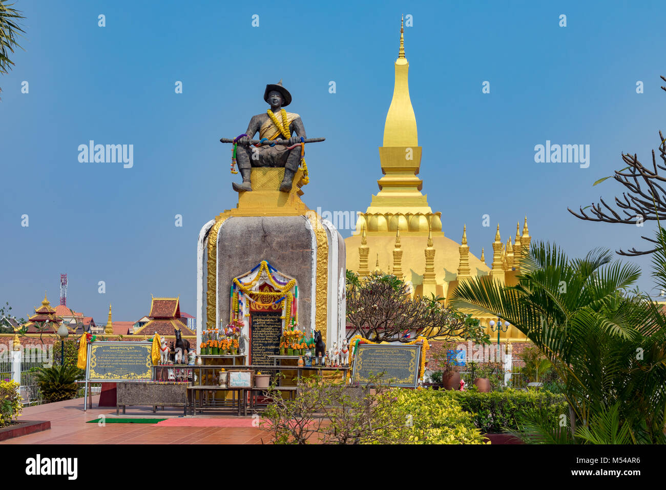 Vientiane Laos February 17, 2018 The Statue of King Setthathirat at Pha ...